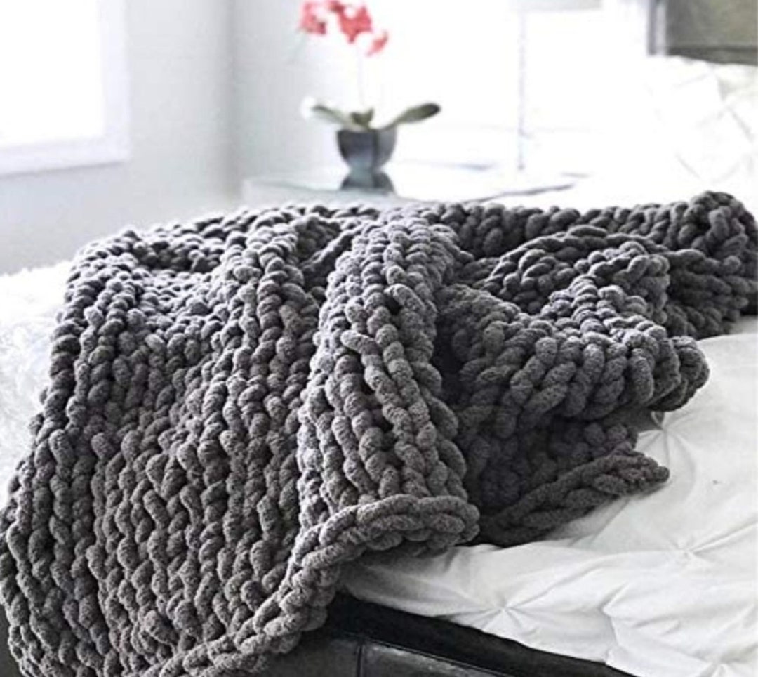 Chunky Hand Knitted Blanket - Etsy