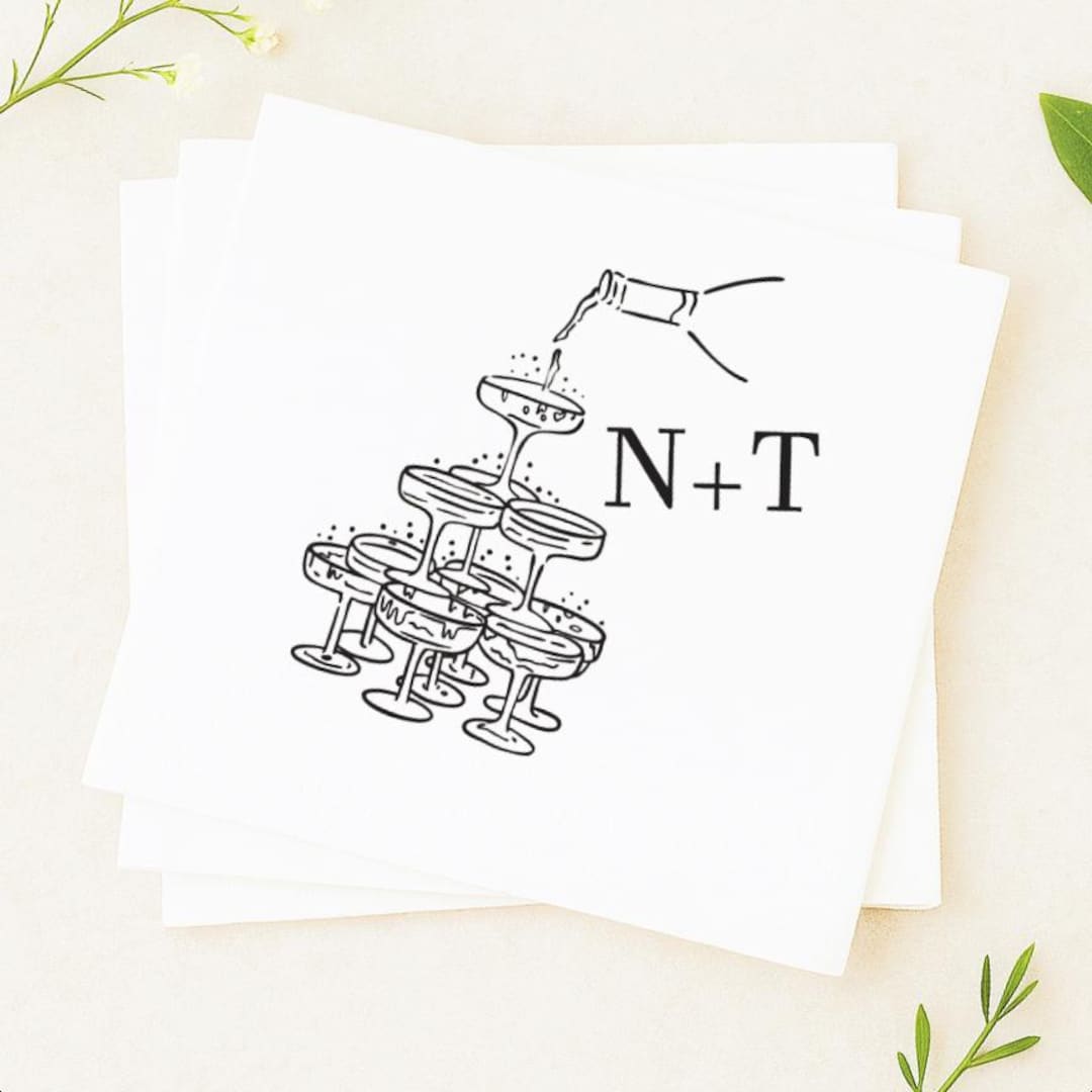 Personalized Champagne Tower Napkins, Wedding Decor, Party Napkins - Etsy