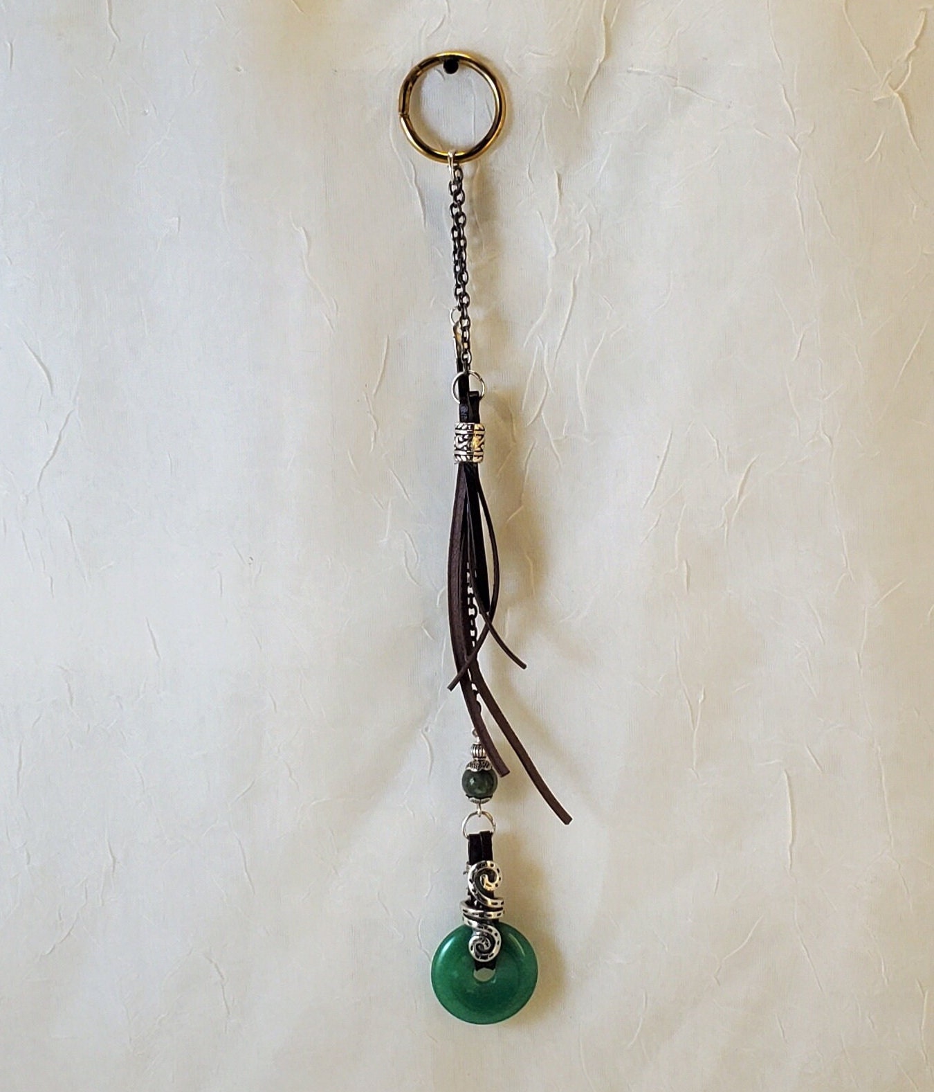 Imperial Jade Talisman Emerald Green and Brown Leather Charm - Etsy
