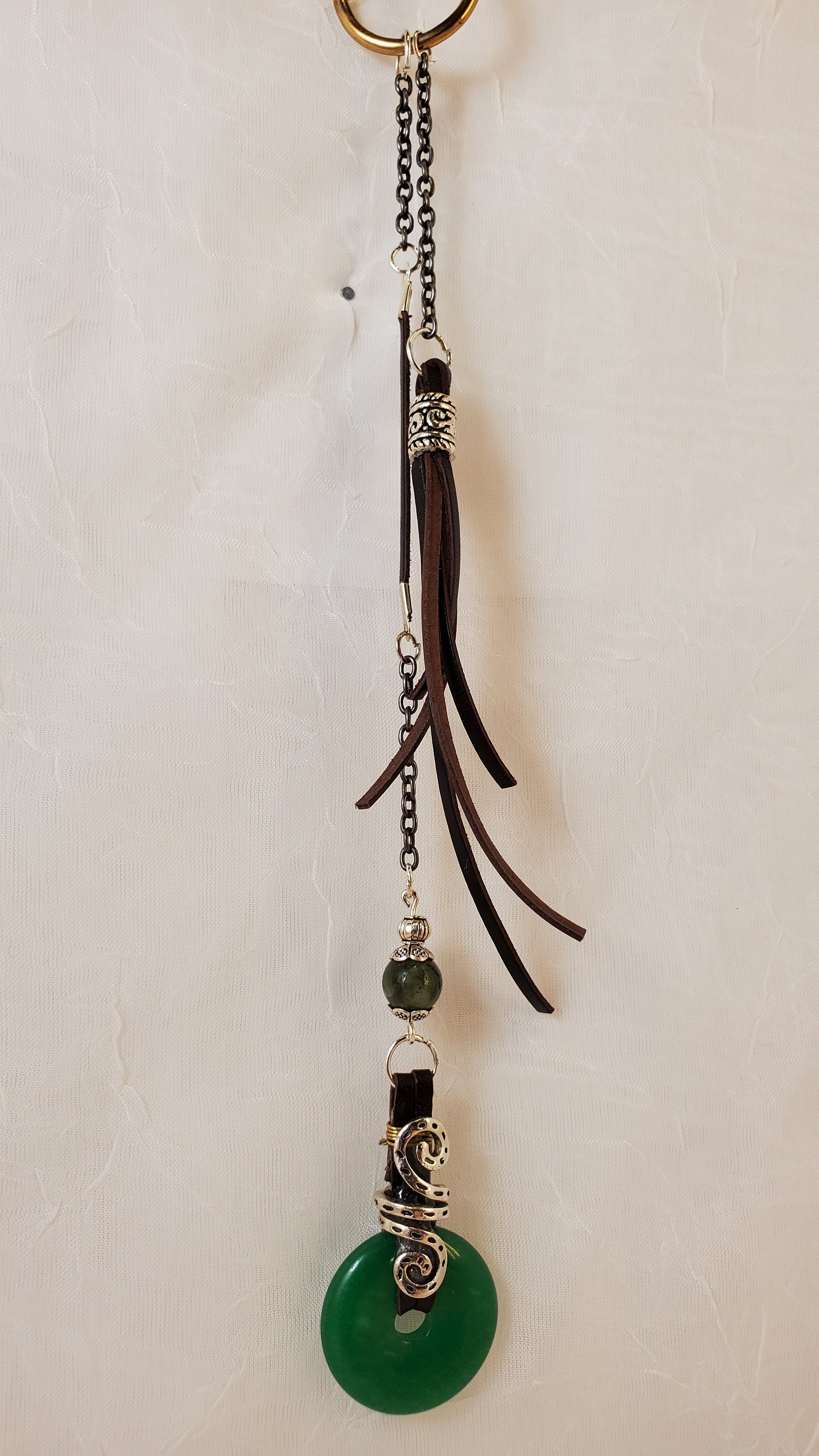Imperial Jade Talisman Emerald Green and Brown Leather Charm - Etsy