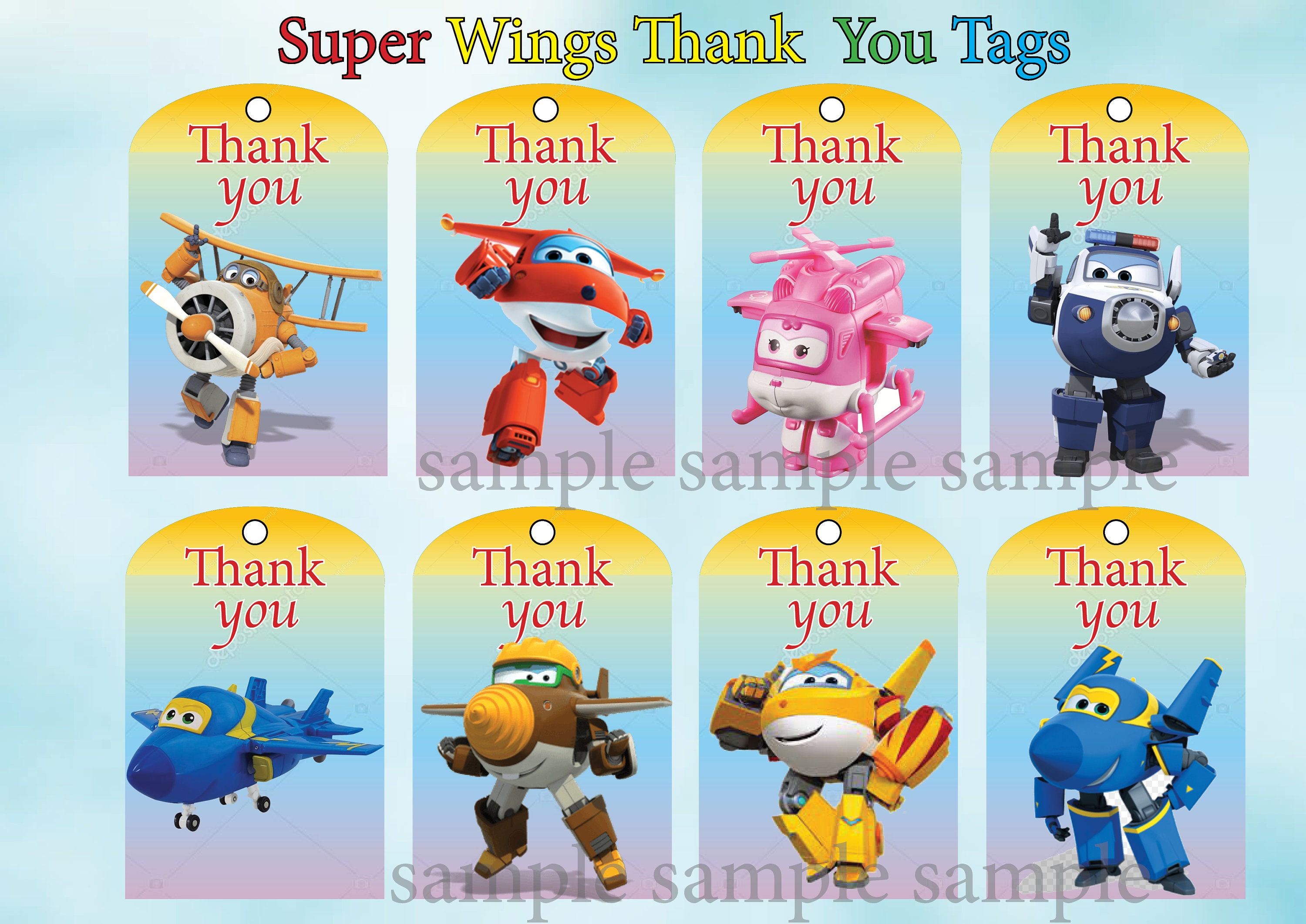 Instant Download Super Wings Thank You Tags Super Wings - Etsy