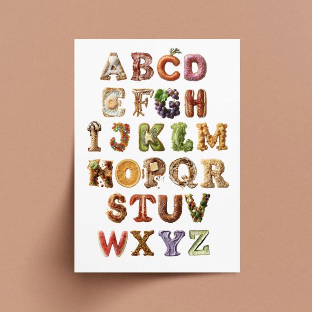 Food Alphabet Digital File Print Cooking Abcs for Nurseries, Offices or ...
