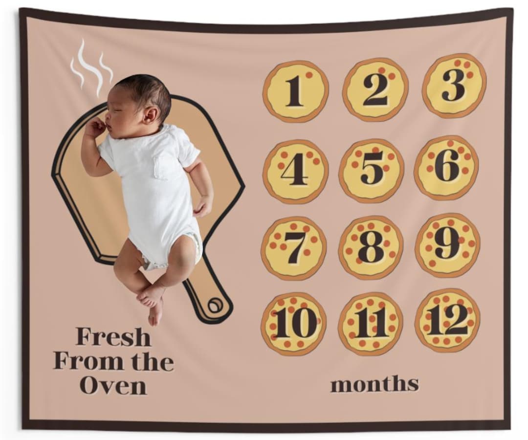 Fresh Out of the Oven Pepperoni Pizza Monthly Milestone Tapestry Unique ...