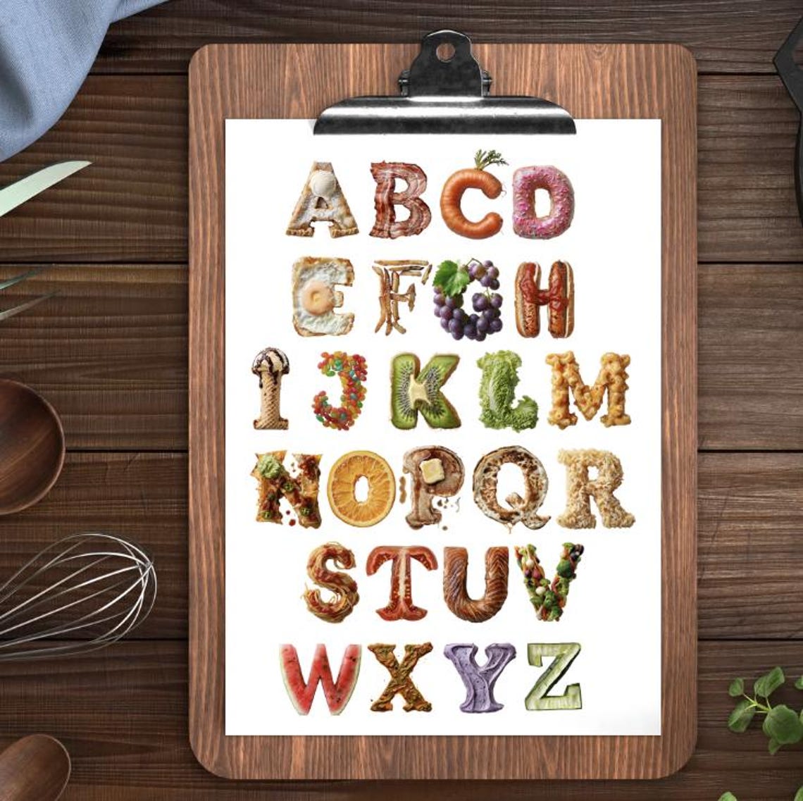 Food Alphabet Digital File Print Cooking Abcs for Nurseries, Offices or ...