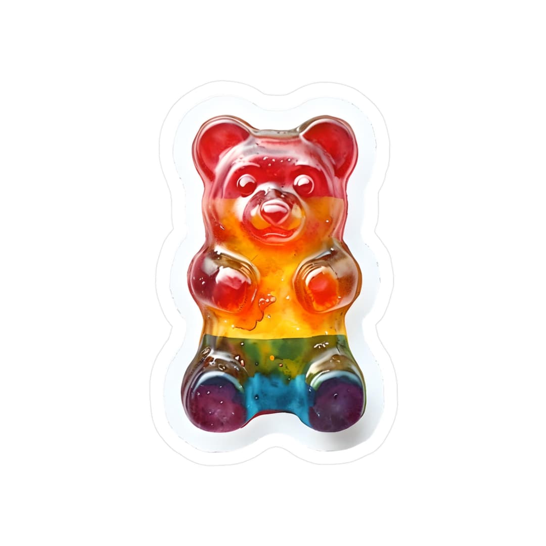 Rainbow Gummy Bear Vinyl Sticker - Etsy