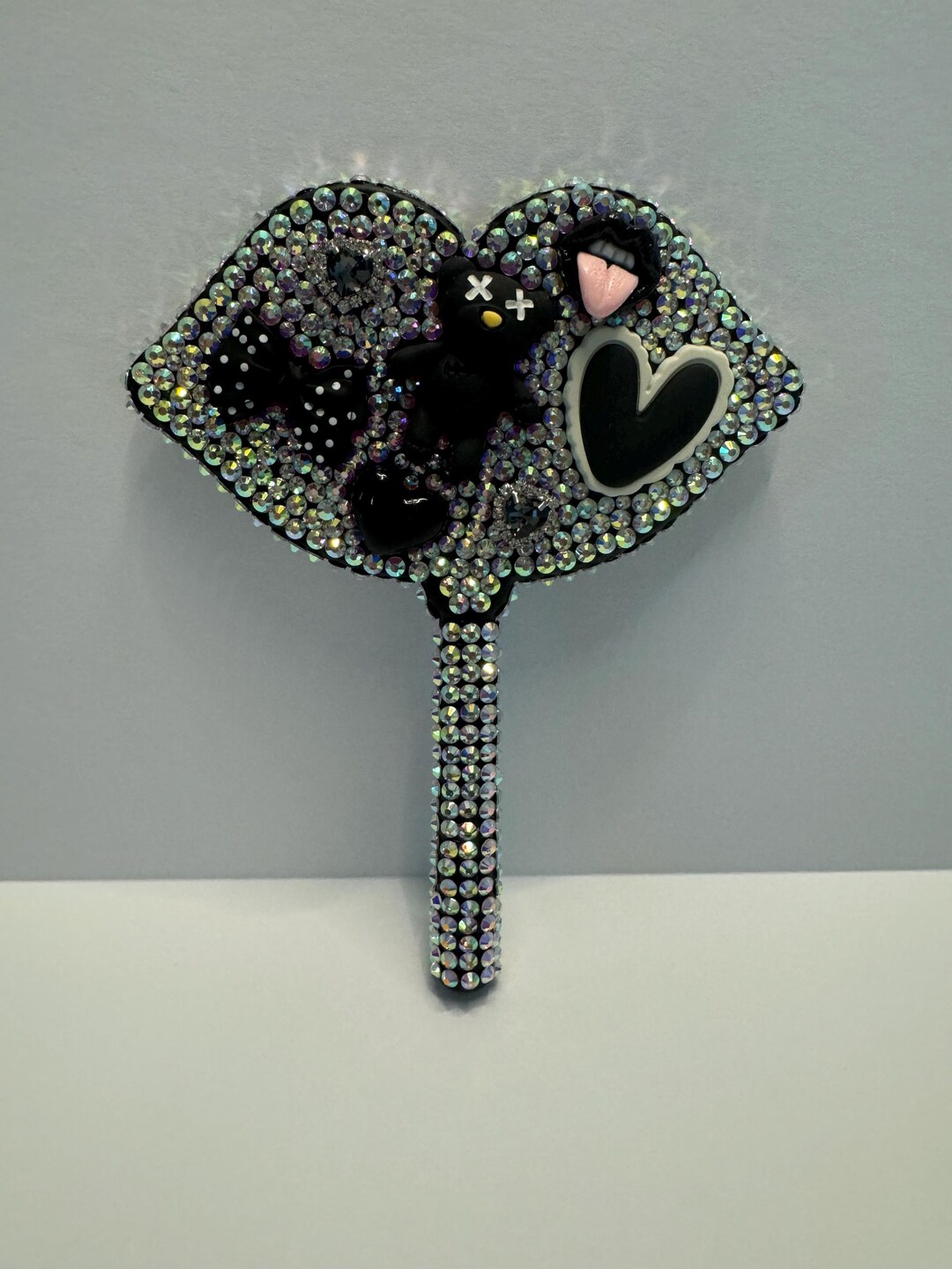 Mini Bling Lip Junk Mirror black - Etsy