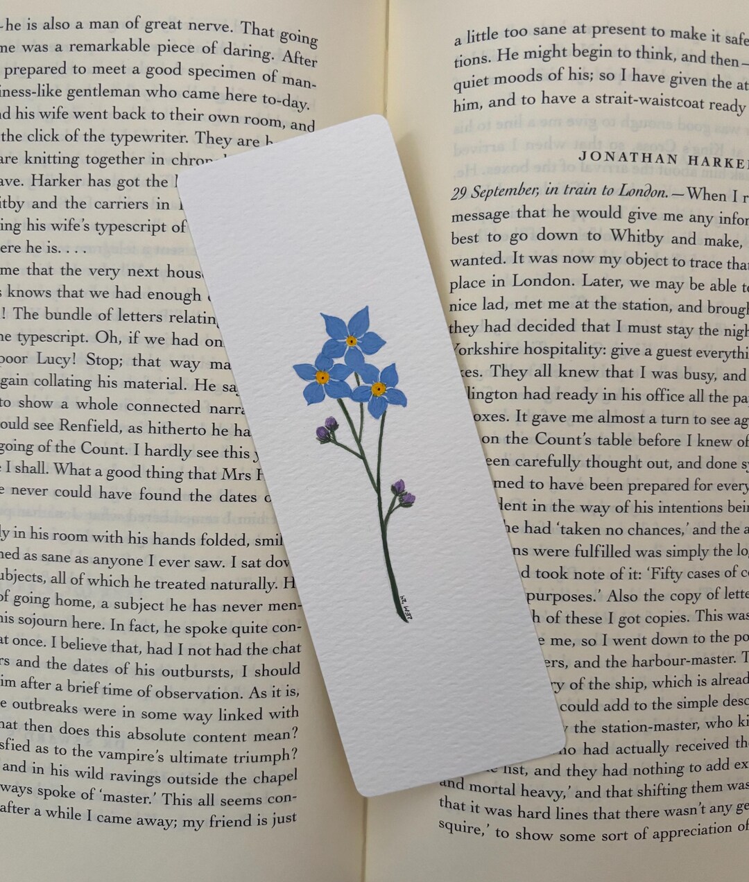 Forget Me Not Original Hand Painted Gouache Bookmark Flower Bookmark ...