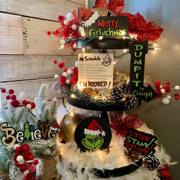 Grinch Tier Tray Decor - Etsy