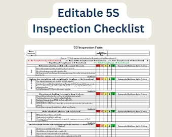 Editable 5S Inspection Form - Excel Format - Etsy