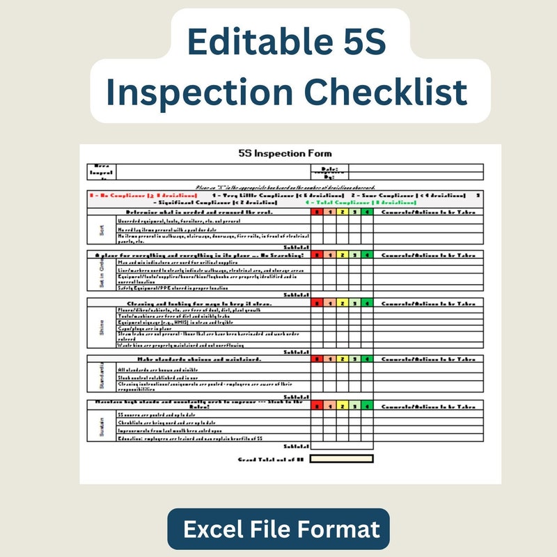 Inspection Checklist Excel - Etsy