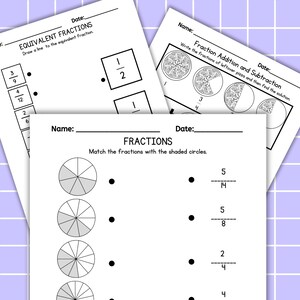 Fraction Practice Worksheets - Etsy
