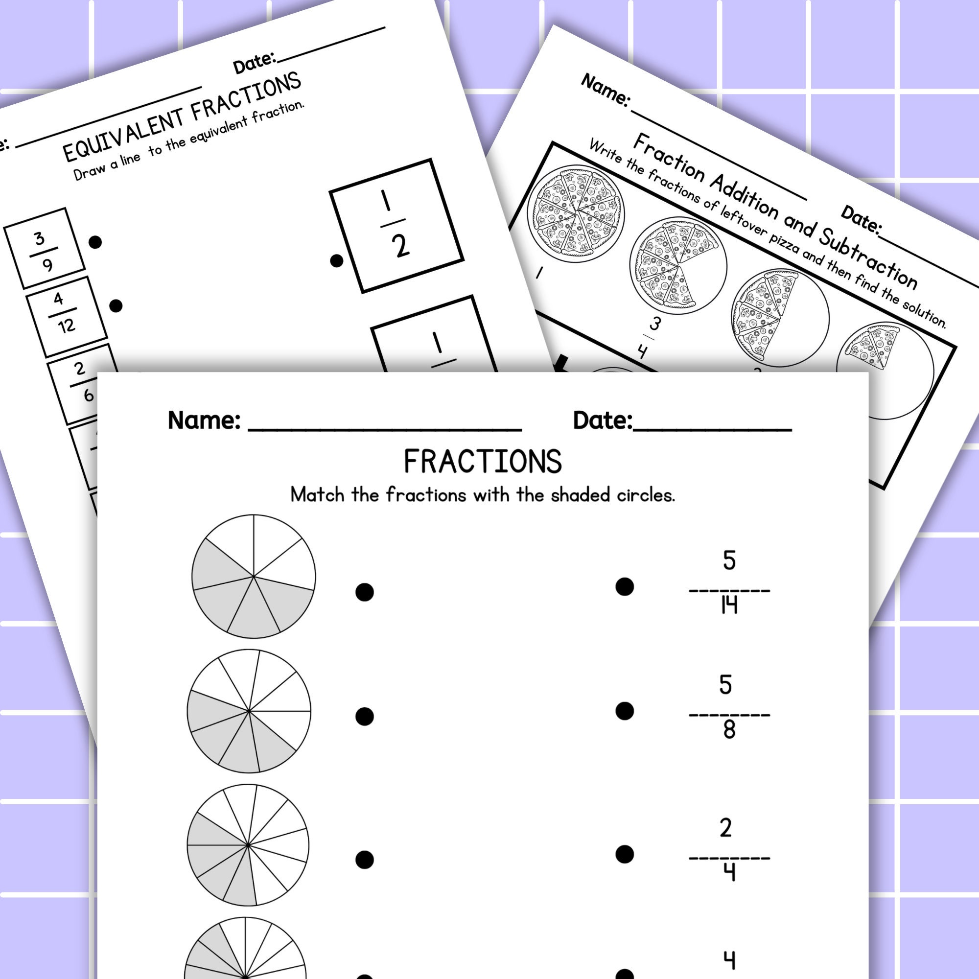 Fraction Practice Worksheets - Etsy