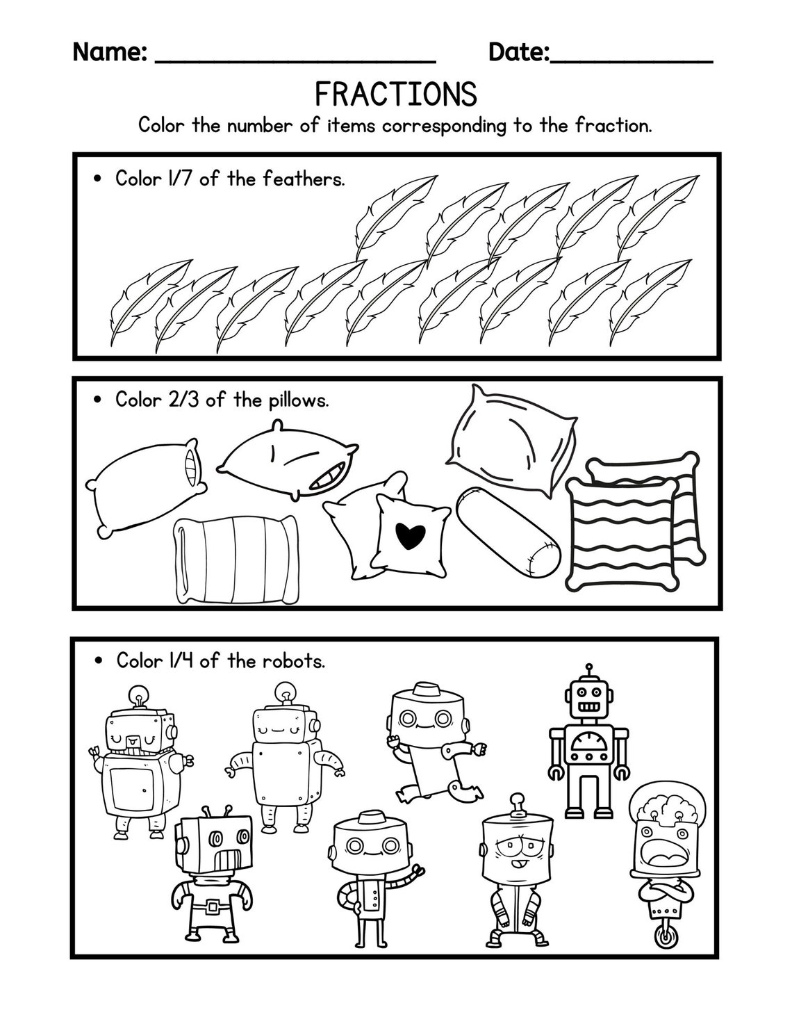 Fraction Practice Worksheets - Etsy