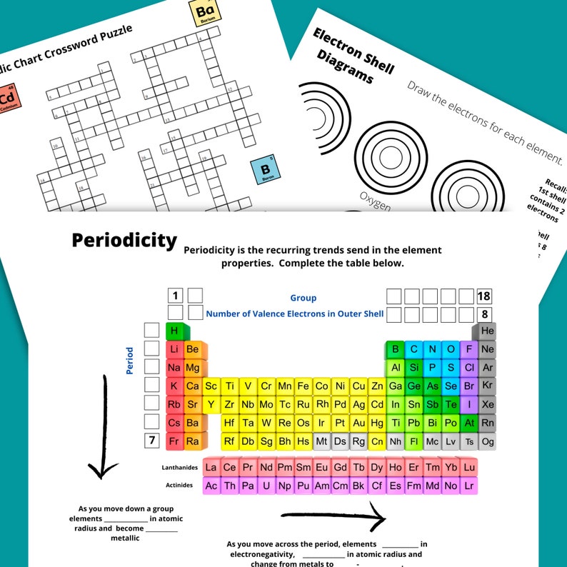 Periodic Chart Worksheets and Crossword Puzzle - Etsy