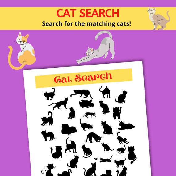 Cat Search Find the Two Matching Cats - Etsy