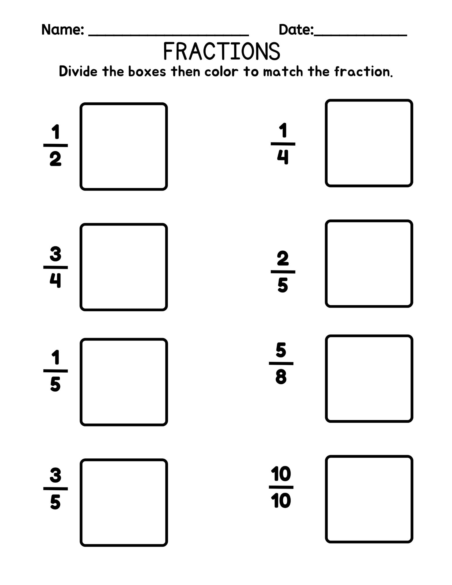 Fraction Practice Worksheets - Etsy
