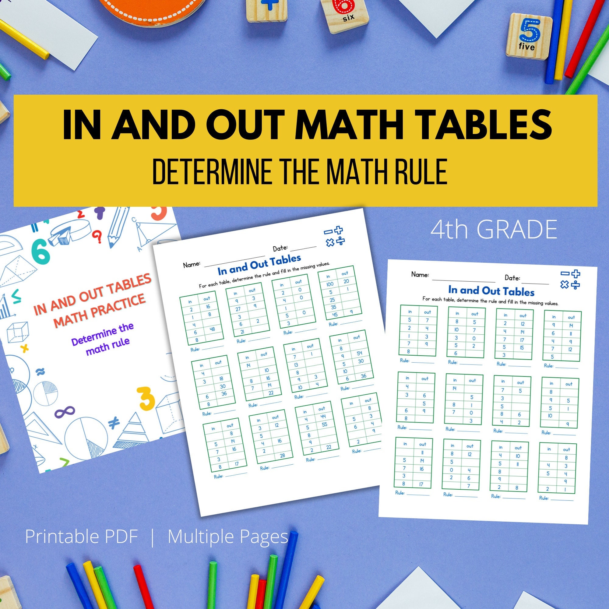 In and Out Math Tables - Determine the Math Rule - Etsy