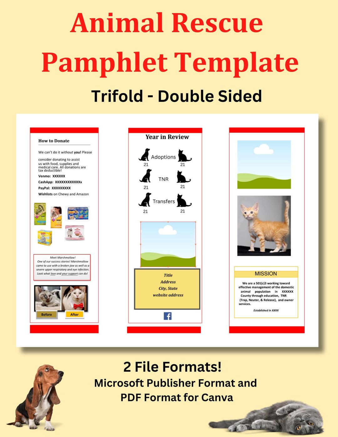 Animal Rescue Pamphlet Template - Etsy
