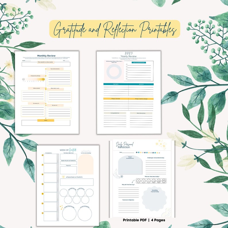 Gratitude and Reflection Printable Sheets - Etsy