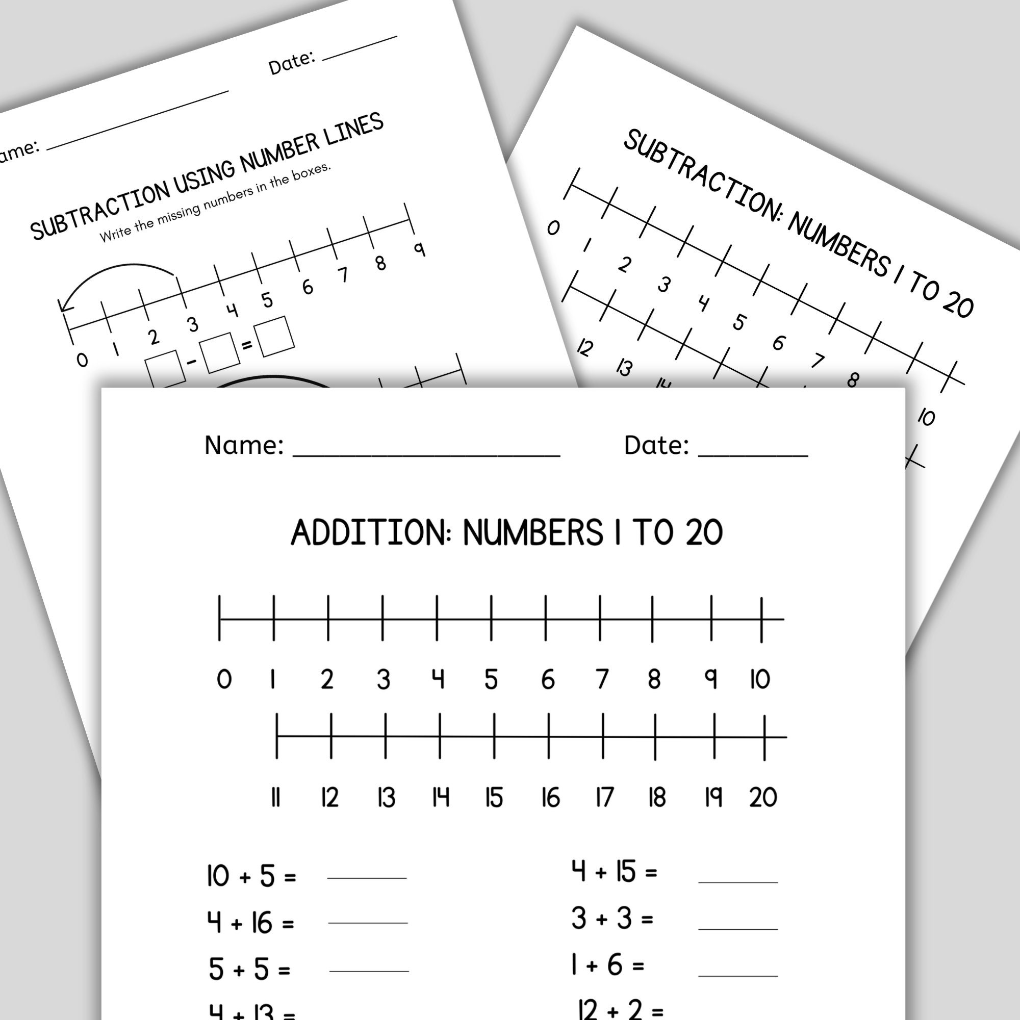 Adding and Subtracting With Number Lines - Etsy