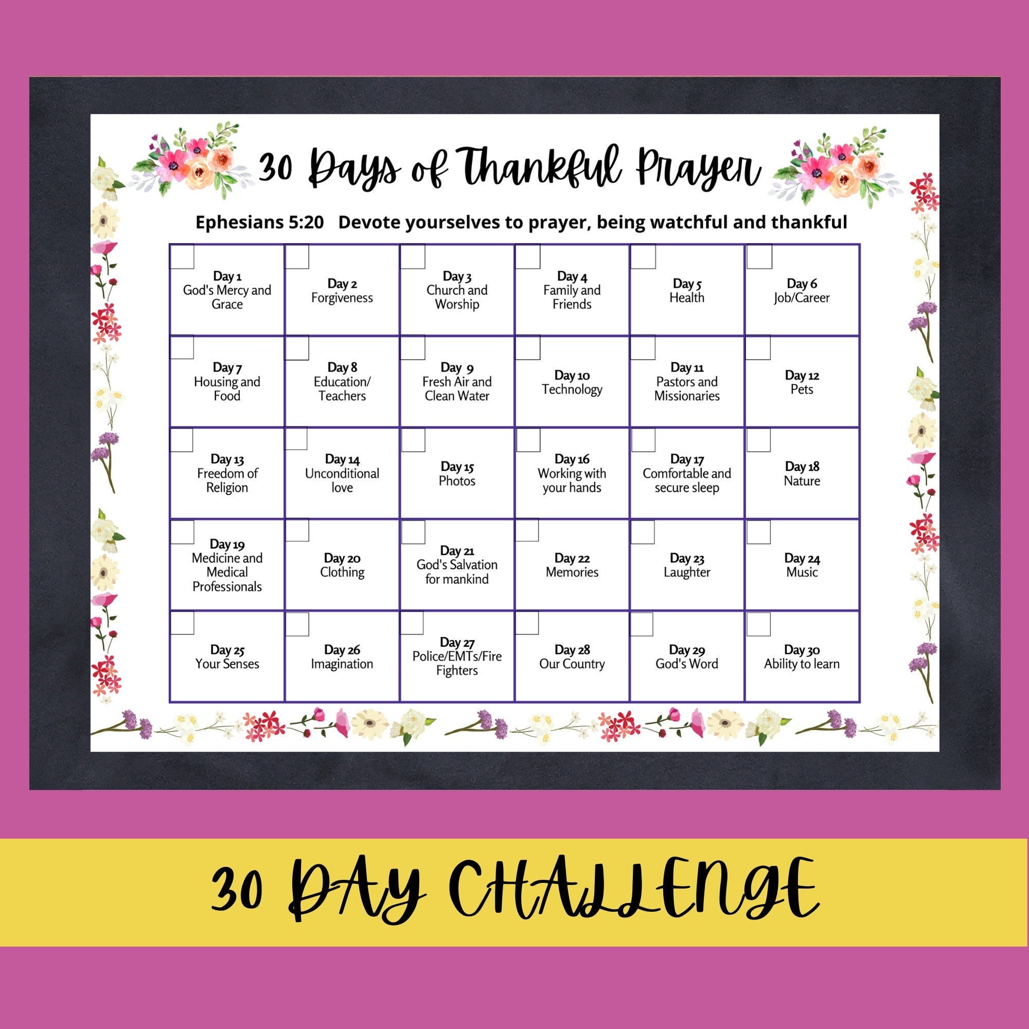 30 Days Thankful Prayer Challenge - Etsy