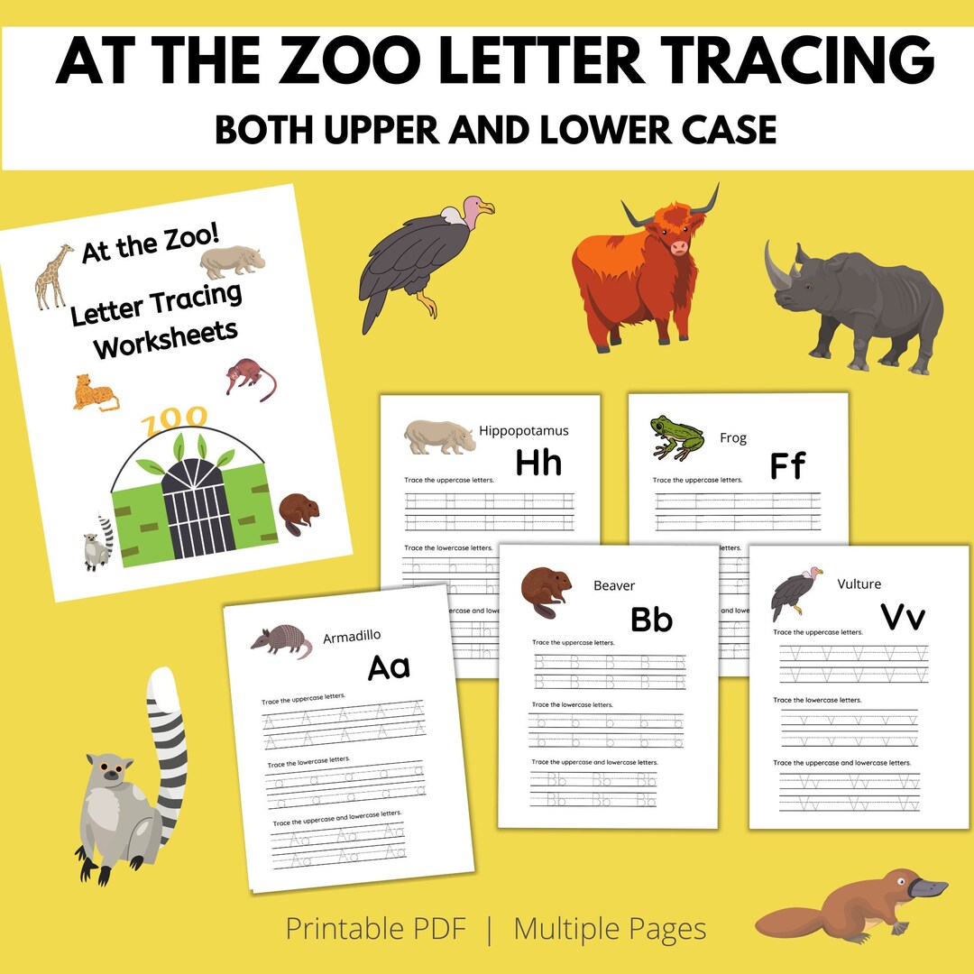 At the Zoo - Alphabet Letter Tracing - Etsy