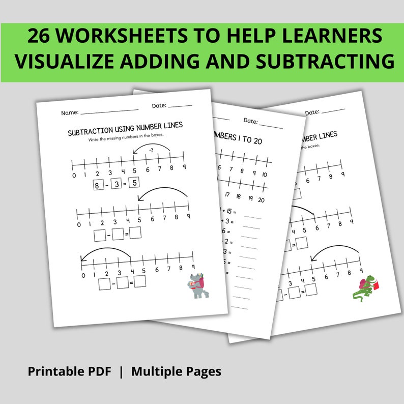 Adding and Subtracting With Number Lines - Etsy
