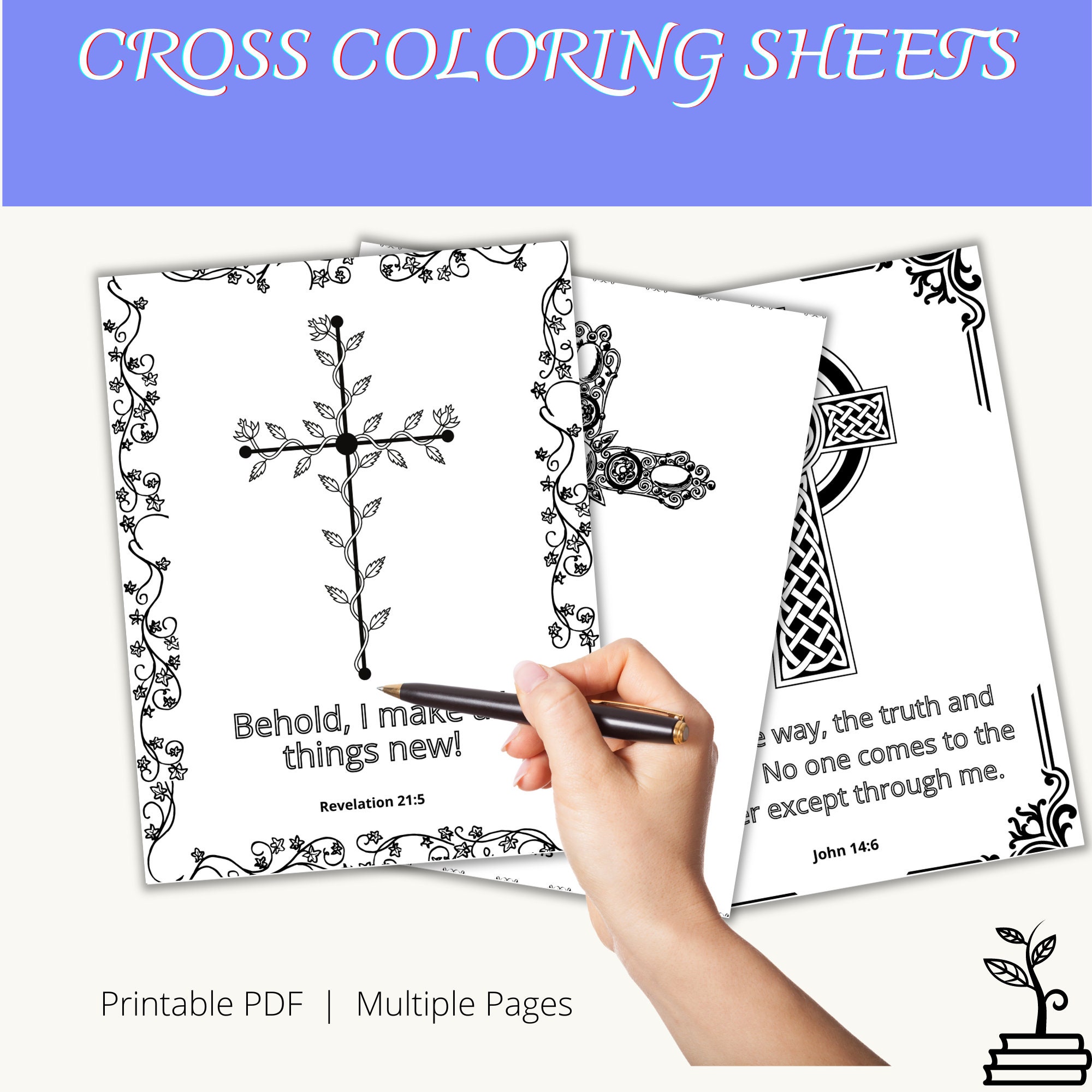 Cross Coloring Sheets With Scriptures - Etsy