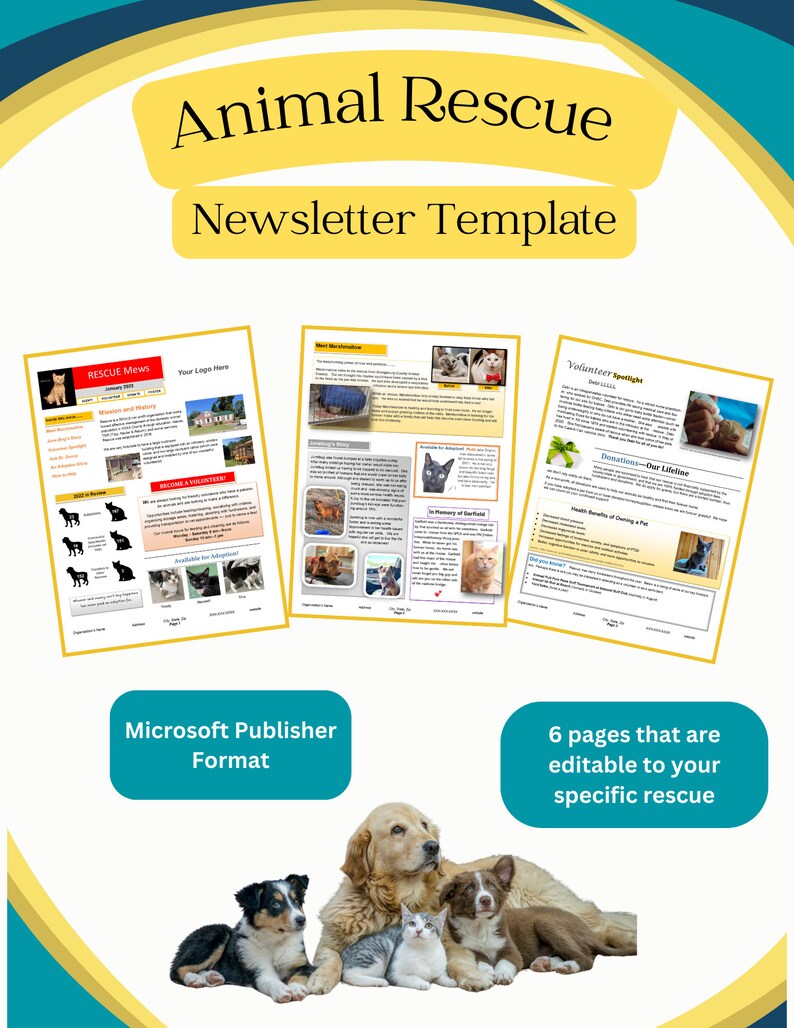 Animal Rescue Newsletter Template - Etsy