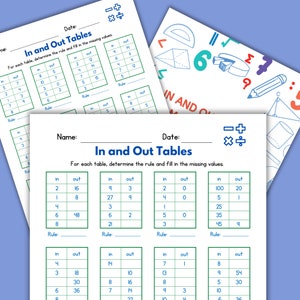 In and Out Math Tables - Determine the Math Rule - Etsy