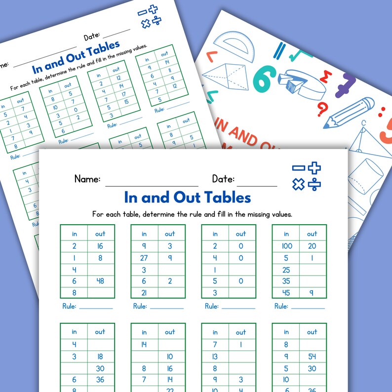 In and Out Math Tables - Determine the Math Rule - Etsy