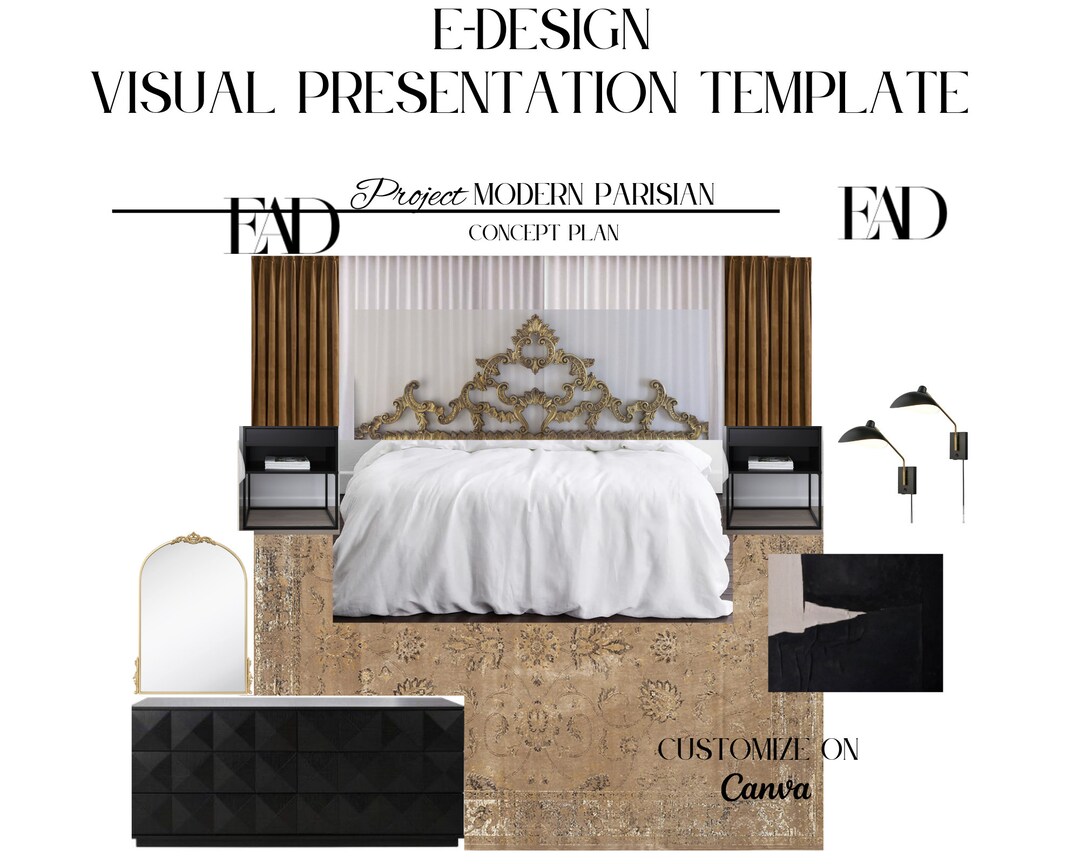 E-design Visual Presentation Template, Moodboards, Color Palette ...