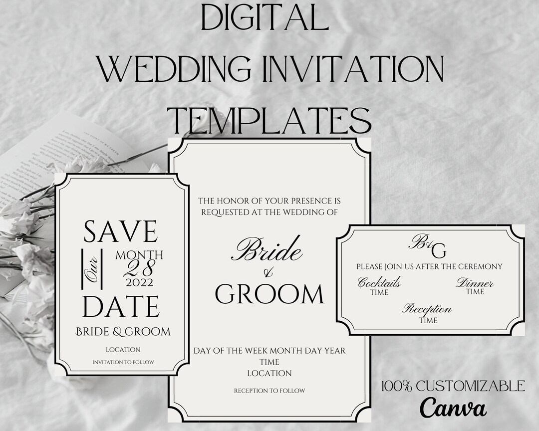 Digital Wedding Invitation Templates - Etsy