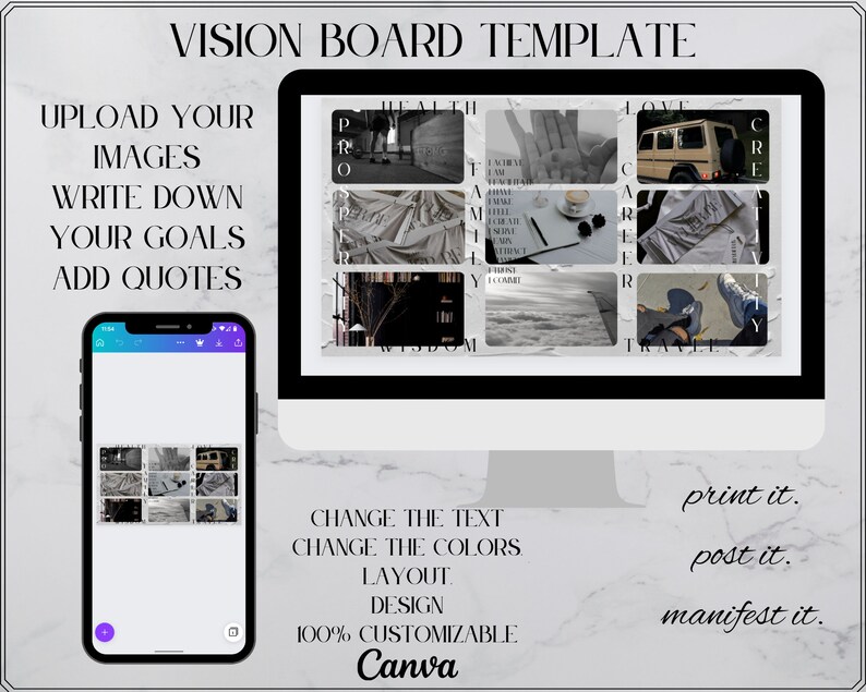 Digital Vision Board Template - Etsy