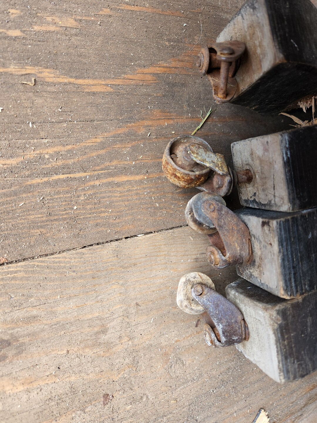 Antique Wooden Legs With Steel Wheel Casters - Etsy