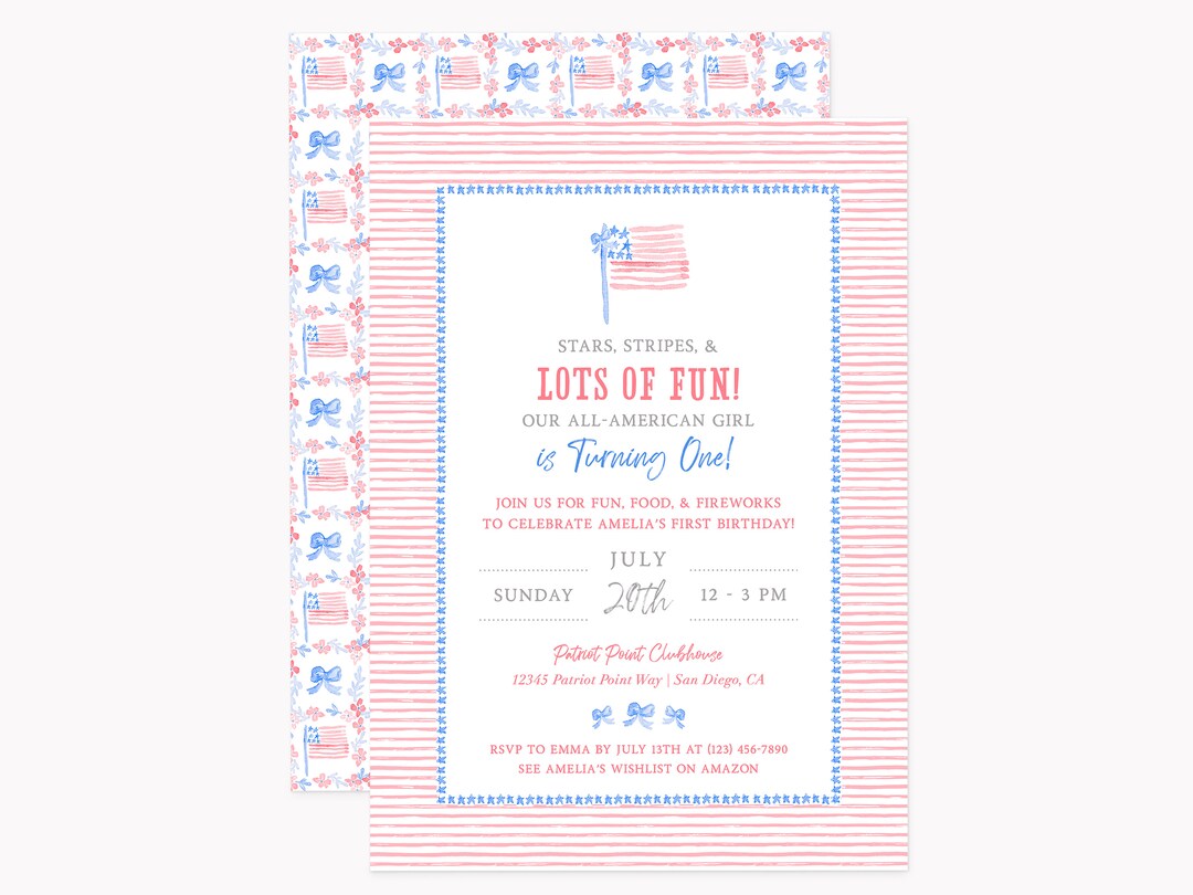 American Flag Party Invitation Custom 5x7 4th of July Patriotic ...