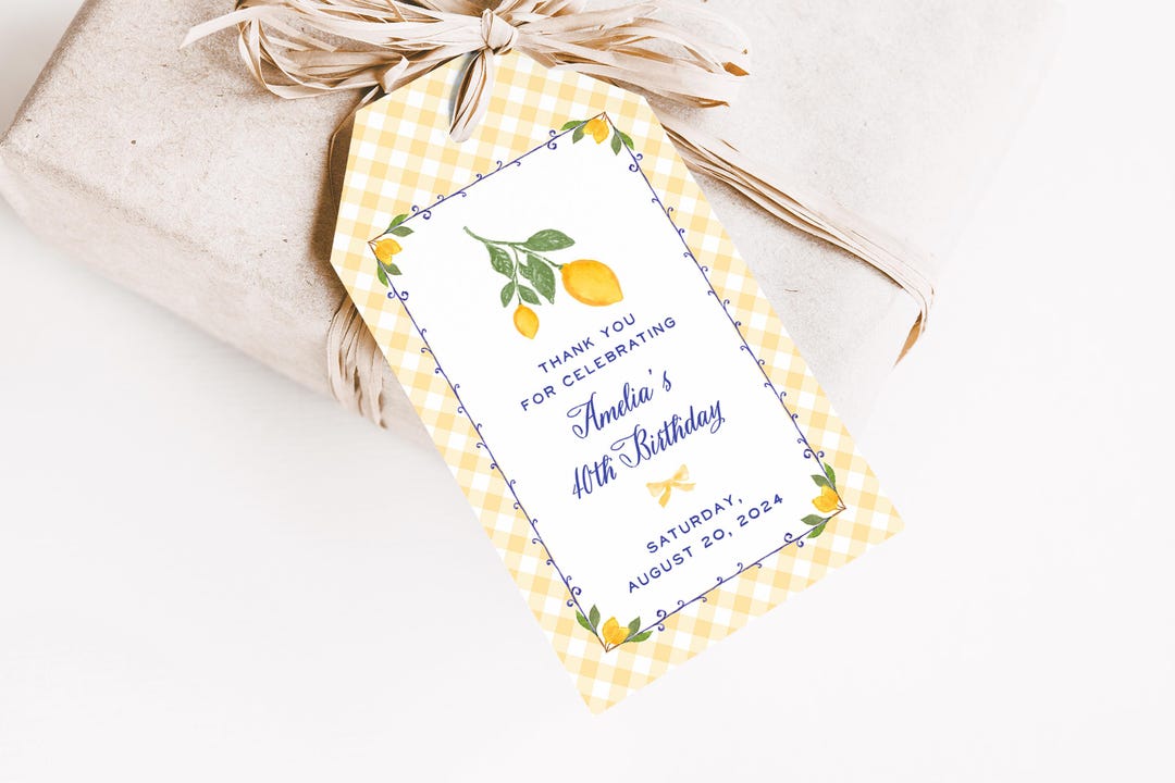Mediterranean Lemon Gift Tag Set | Custom 2.25x4 Italian Citrus Party ...