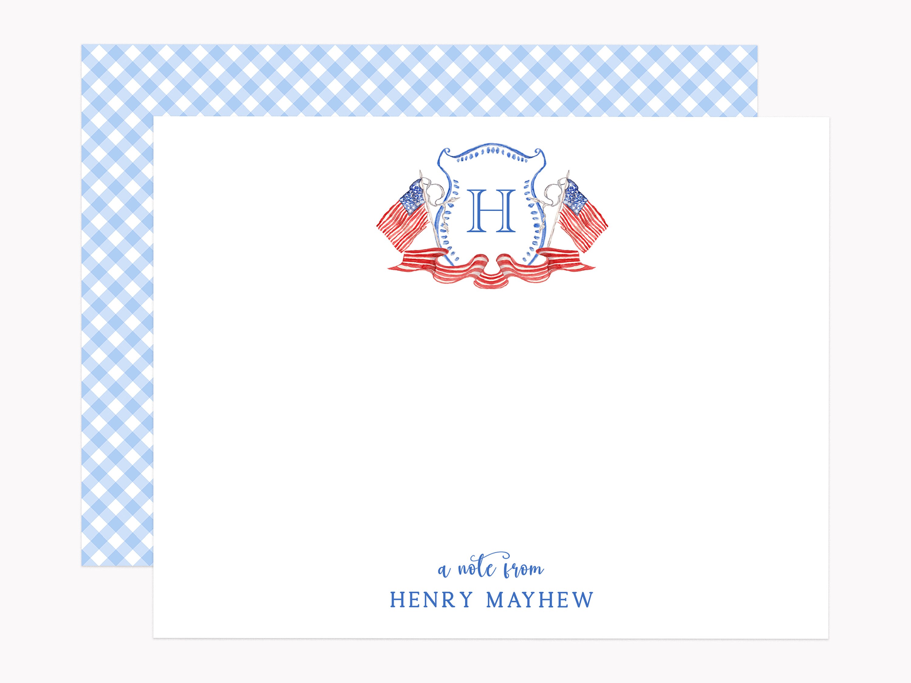 American Flag Crest Stationery Set Patriotic Note Cards for - Etsy