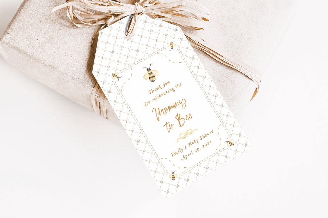 Printed Honey Bee Gift Tag Set Mommy to Bee Baby Shower Favor Tags ...