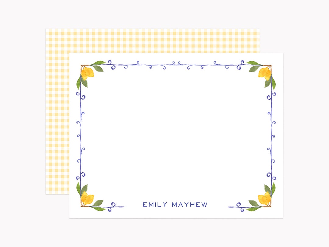 Mediterranean Lemon Note Card Custom Italian Citrus Stationery Set ...