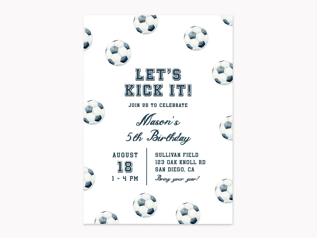 Printed Soccer Ball Invitation Set Personalized 5x7 Futbol Sports ...