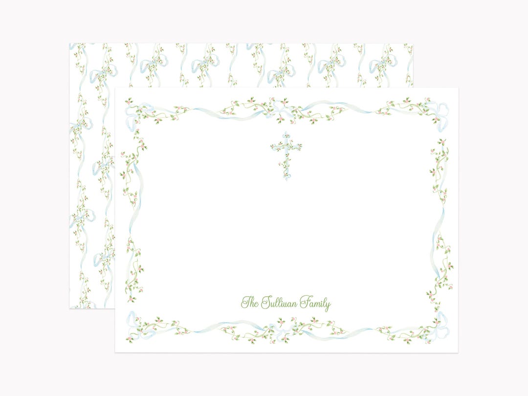 Printed Christian Cross Stationery Set | Custom Religious Note Cards ...