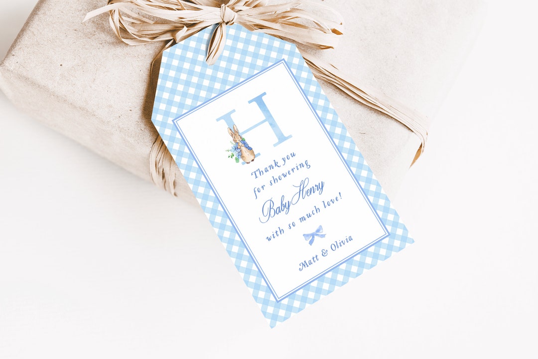 Peter Rabbit Monogram Gift Tag Custom Easter Baby Shower Favor Tags for ...
