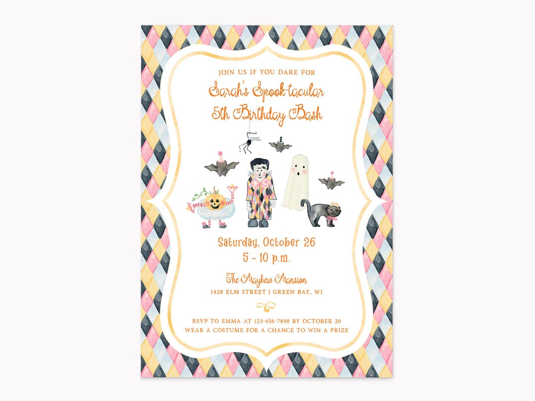 Cute Spooky Halloween Party Invitation Custom 5x7 Spook-tacular ...