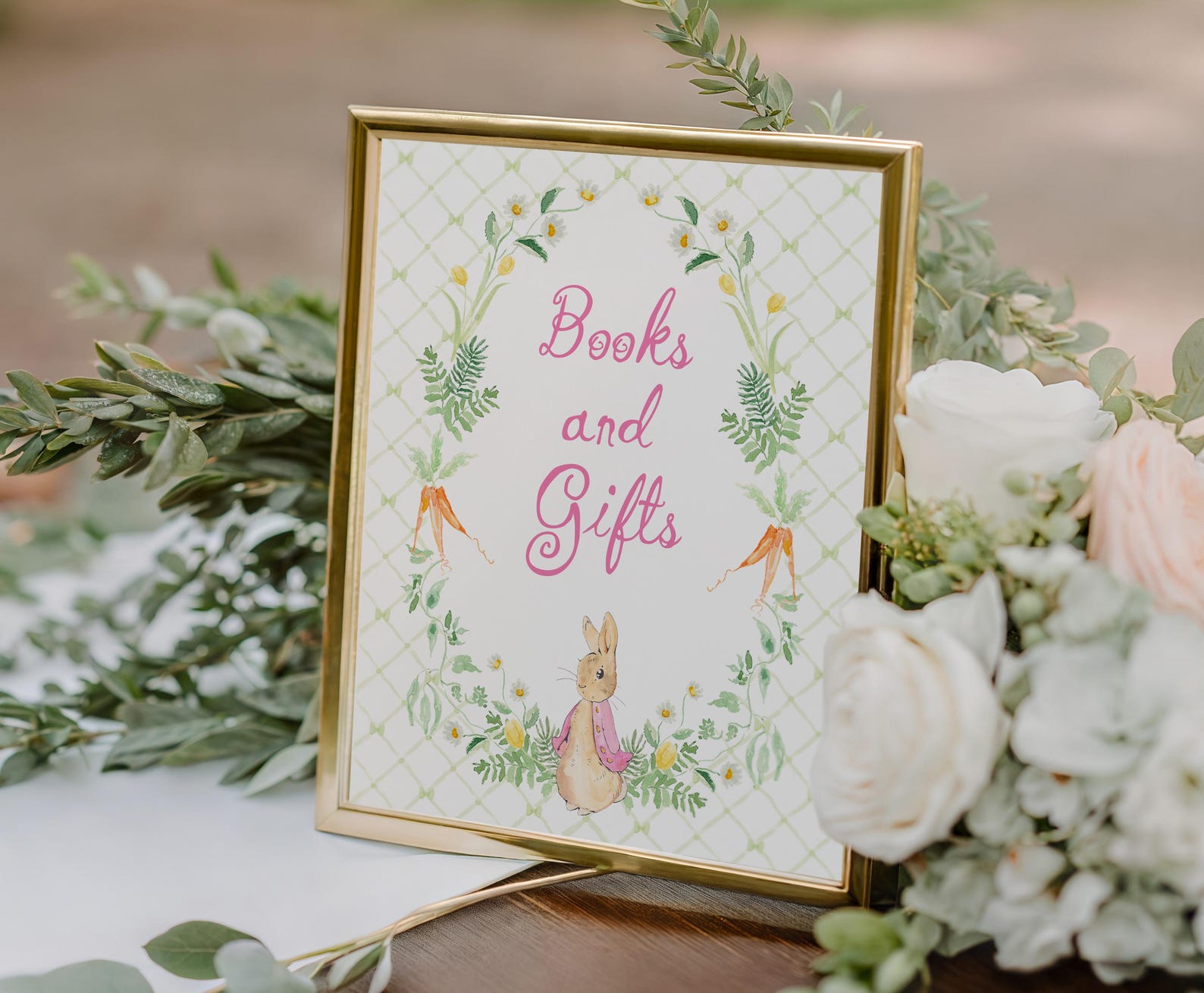 Flopsy Bunny Table Sign | Custom Spring Storybook Party Decor (5x7 or ...