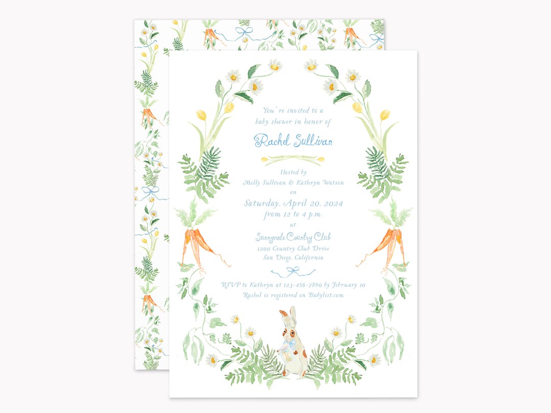 Printed Velveteen Rabbit Invitation Set Custom 5x7 Storybook Party ...