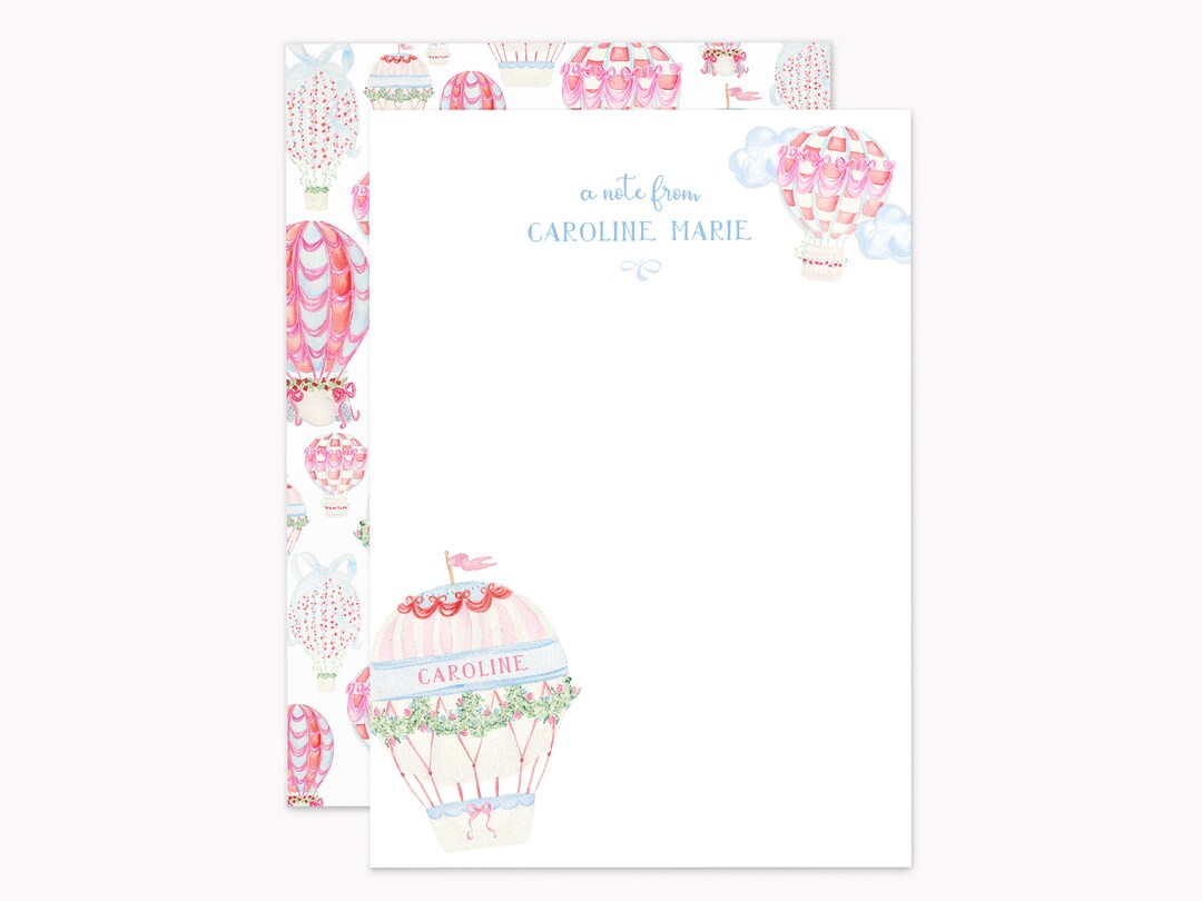 Hot Air Balloon Stationery Set | Custom Note Cards for Girls ...