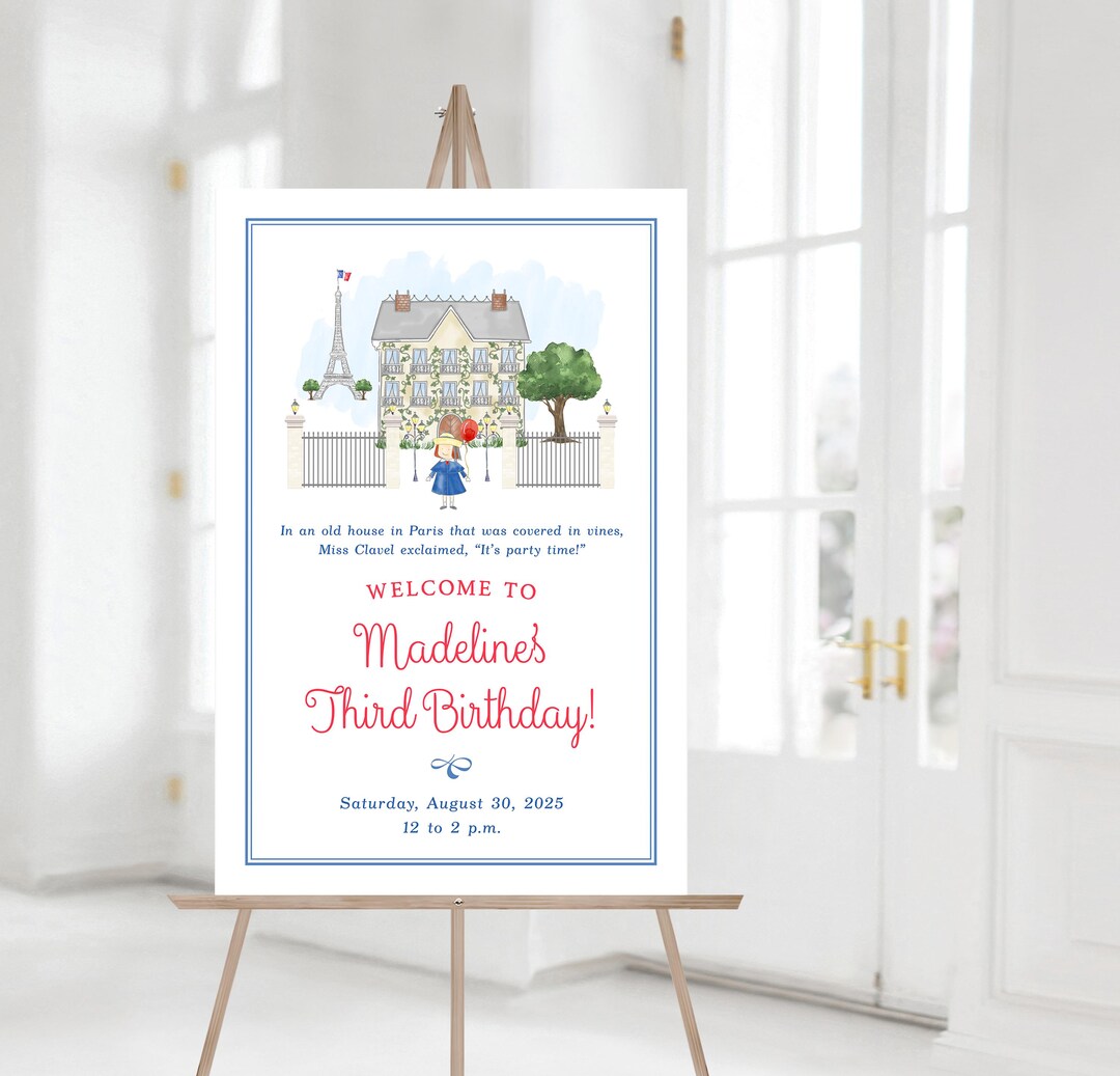 Printable Madeline-inspired Welcome Sign | Custom 24x36 French Girl in ...