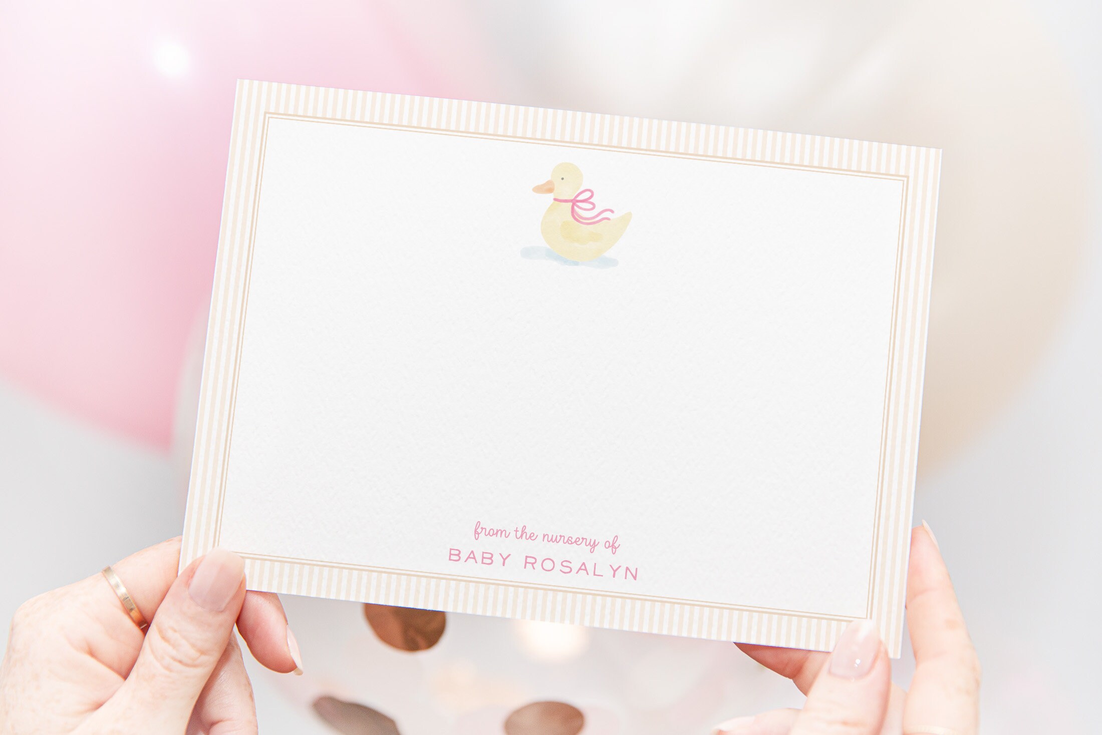 Printed Yellow Ducky Stationery Set Custom Baby Shower Note Cards for ...