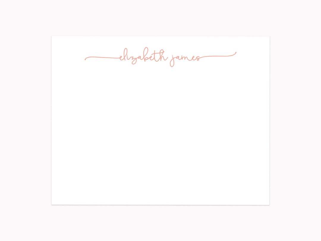 Cursive Name Note Cards | Custom A2 Flat Minimalist Script Stationery ...